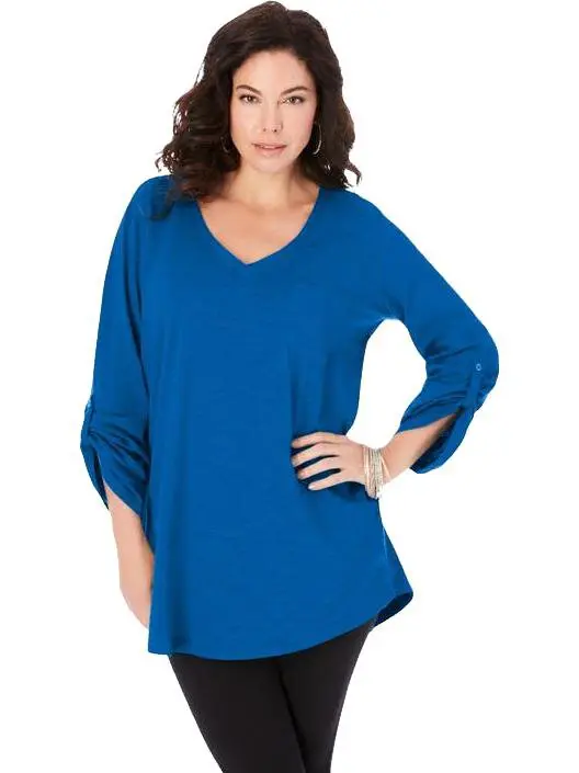 ROAMAN'S Boyfriend Textured Tunic - Vivid Blue