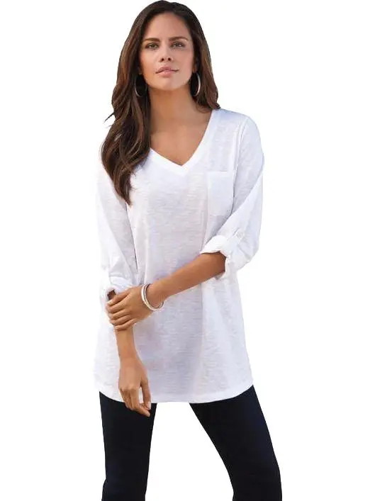 ROAMAN'S Boyfriend Textured Tunic - White