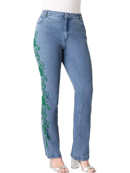 ROAMAN'S Embroidered Bootcut Jean - Blue