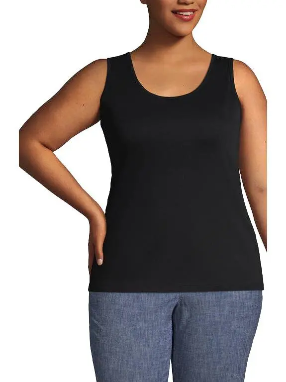 LANDS' END Cotton Tank Top - Black