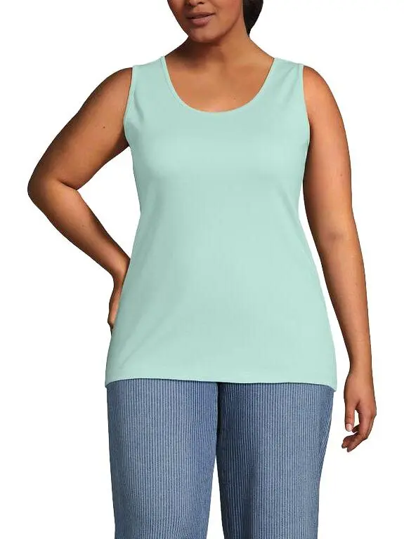 LANDS' END Cotton Tank Top - Pale Sky
