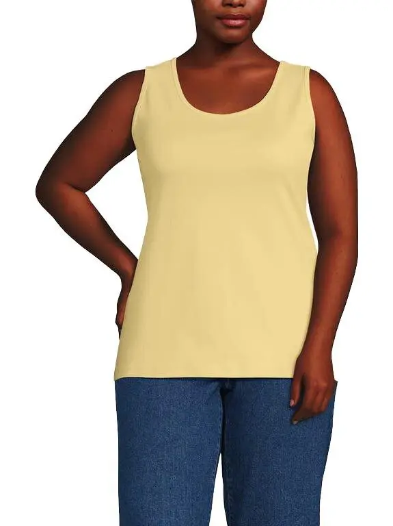 LANDS' END Cotton Tank Top - Pale Sunbeam Yellow