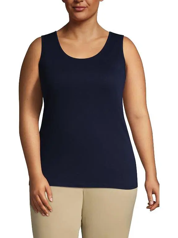 LANDS' END Cotton Tank Top - Radiant Navy