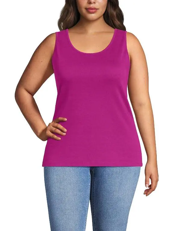 LANDS' END Cotton Tank Top - Raspberry Sorbet