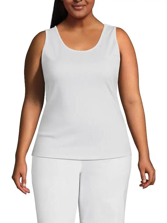 LANDS' END Cotton Tank Top - White
