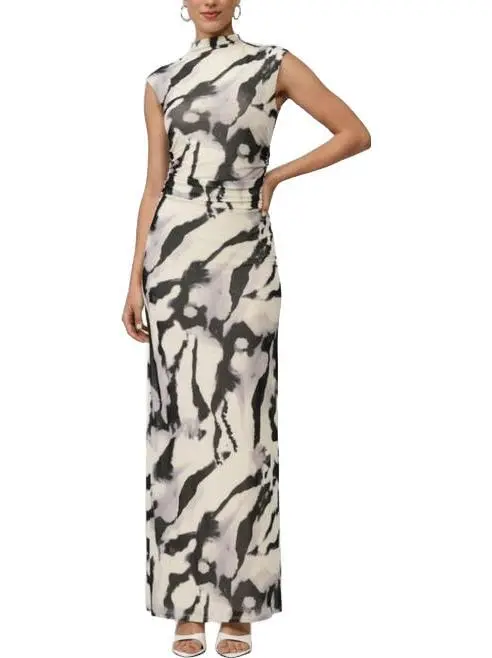 Rachel Rachel Roy Nina High Neck Maxi Dress - Black & White Animal