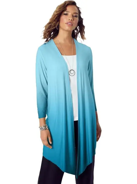 ROAMAN'S Drape Cardigan - Deep Teal Ombre
