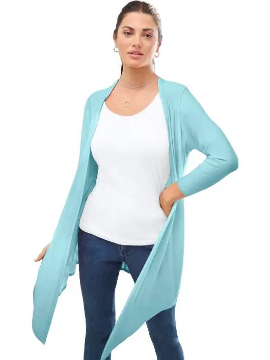 ROAMAN'S Drape Cardigan - Light Turq