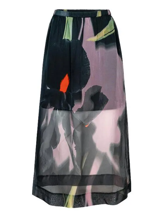UNTITLED IN MOTION Mora Sheer Organza Midi Skirt - Shadow Iris