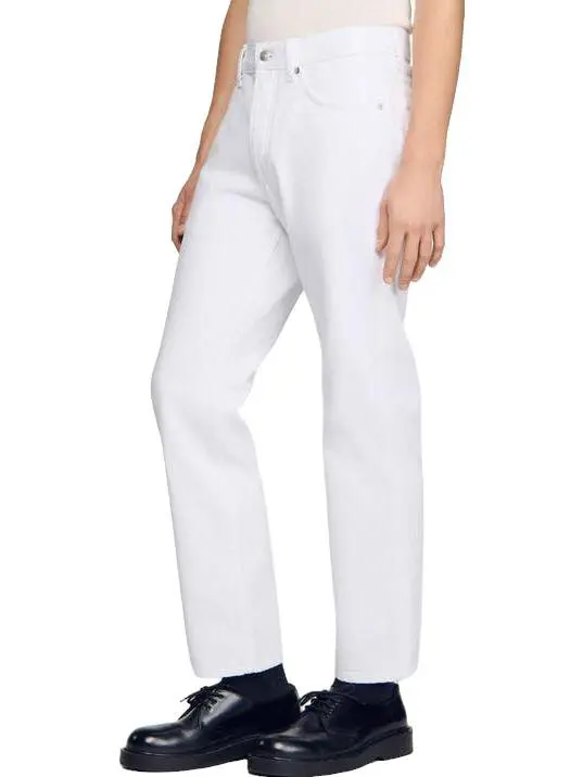 Sandro Regular Fit Raw Jeans - White