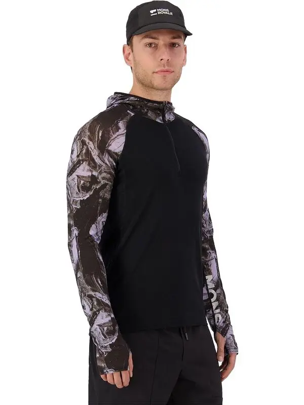 MONS ROYALE Temple Merino Long-sleeve Hoodie - Rock Camo/black