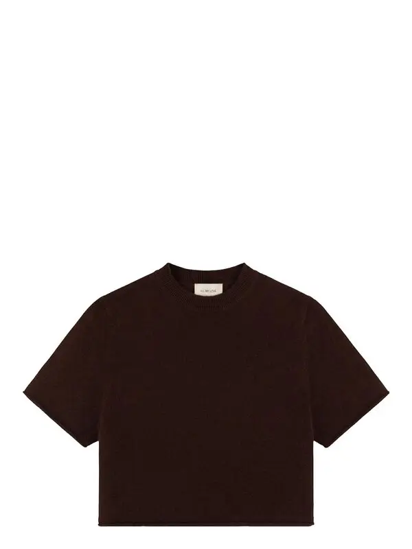 ALL MY LOVE Cashmere Crewneck Tee - Espresso