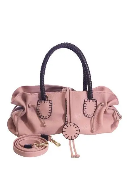 Carlos Falchi Mini Satchel Top-grain Leather Bag - Dusty Rose