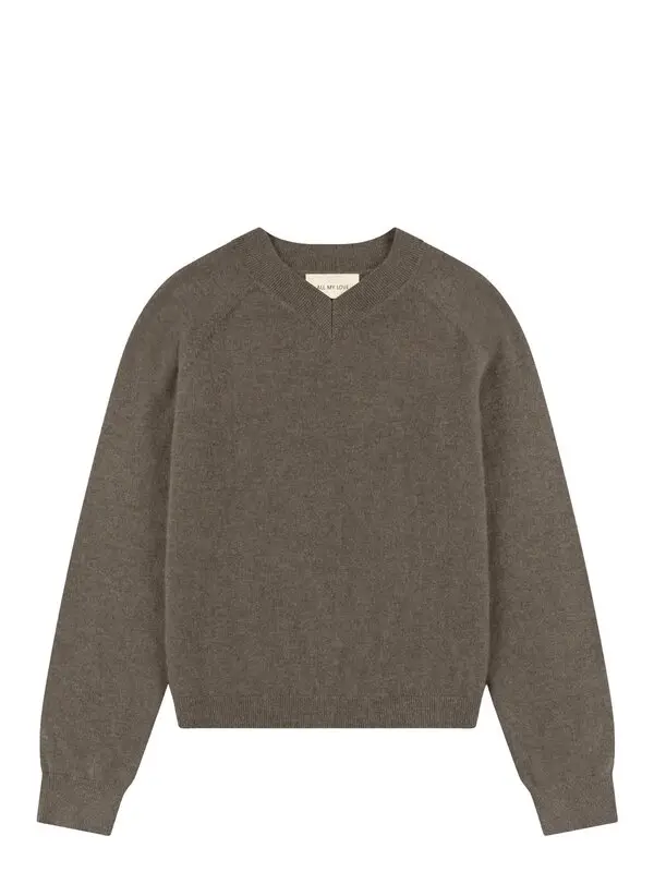 ALL MY LOVE Cashmere V-neck Sweater - Taupe