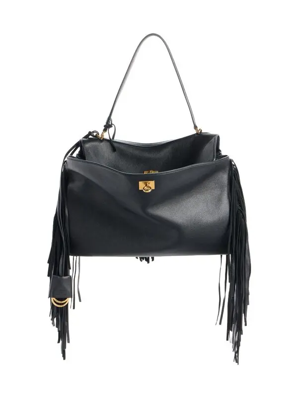 Balenciaga Medium Rodeo Fringe Leather Handbag - 1000 Black