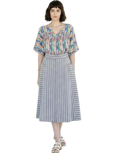 Ace & Jig Gertie Button Front Midi Skirt - Scribble