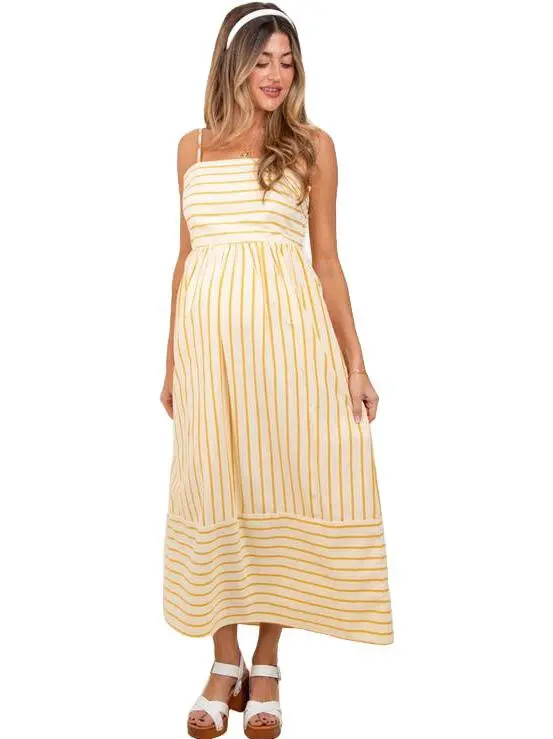 PINKBLUSH Striped Sleeveless Maxi Dress - Yellow