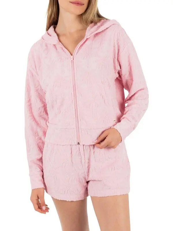 Hurley Castaway Palms Full Zip Crop Hoodie - Sunrise Pink