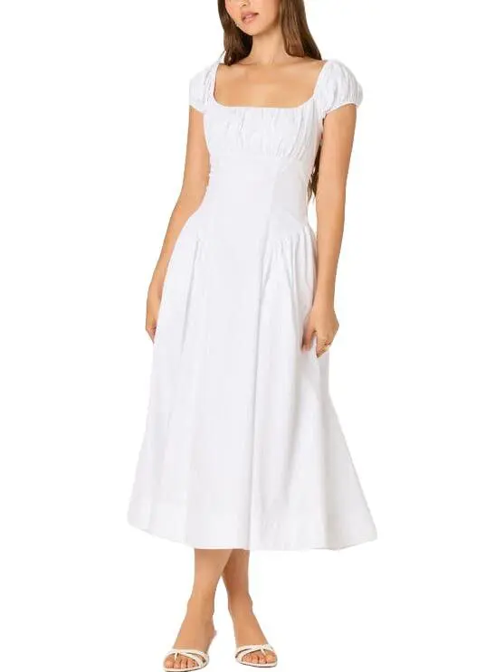 Astr The Label Cap Sleeve Midi Dress - White