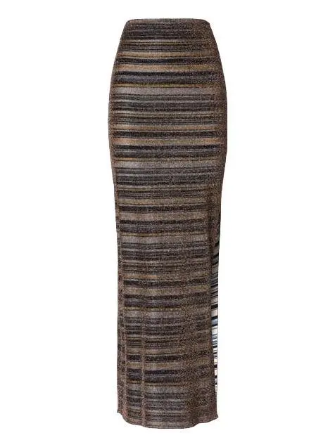 Missoni Striped Viscose Lamé Long Skirt - Green& Brown