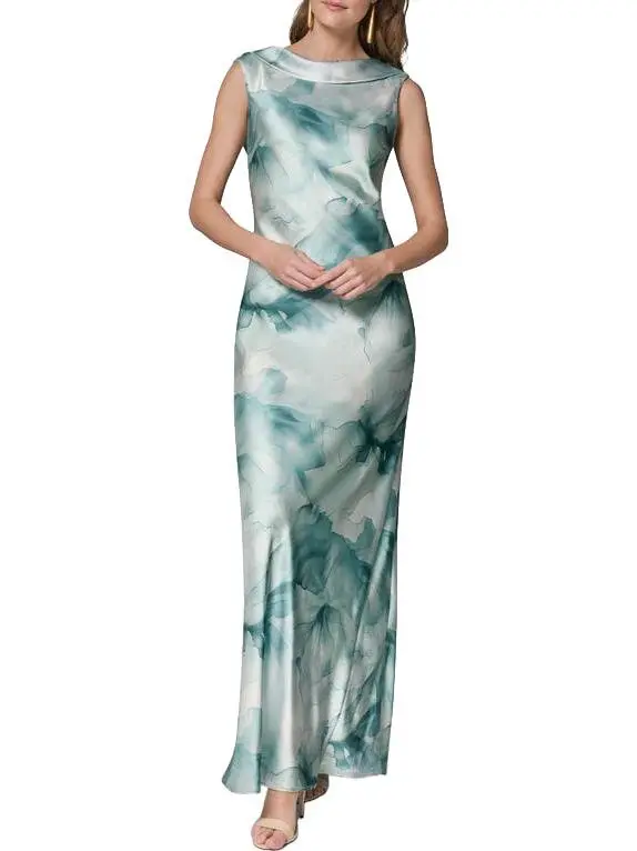 Donna Karan New York Floral Print Satin Gown - Watrlily M