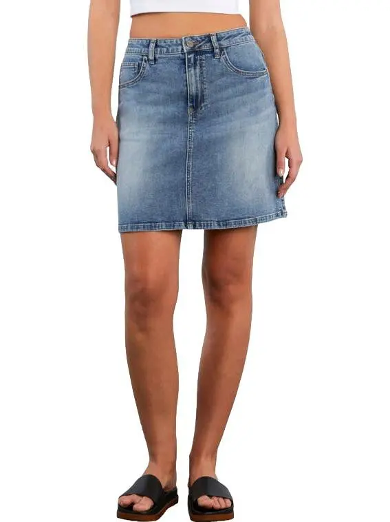 HINT OF BLU A-line Denim Skirt - Classic Blue