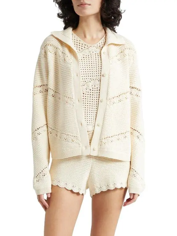 Posse Dylan Crochet Cardigan - Pearl