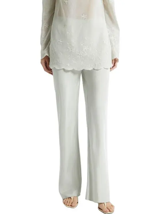 Posse Cove Wide Leg Silk Pants - Seafoam