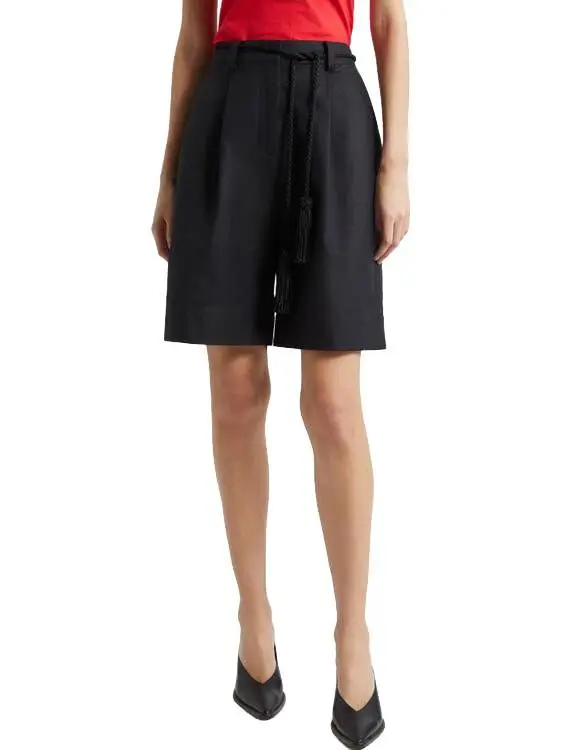 Posse Yvette High-rise Linen-blend Shorts - Black