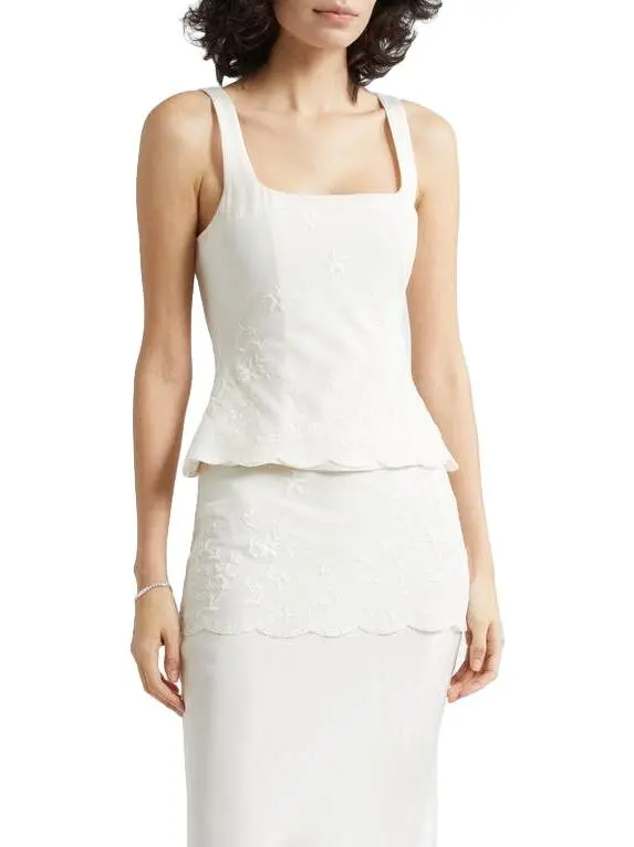 Posse Cove Embroidered Stretch-silk Tank - Pearl