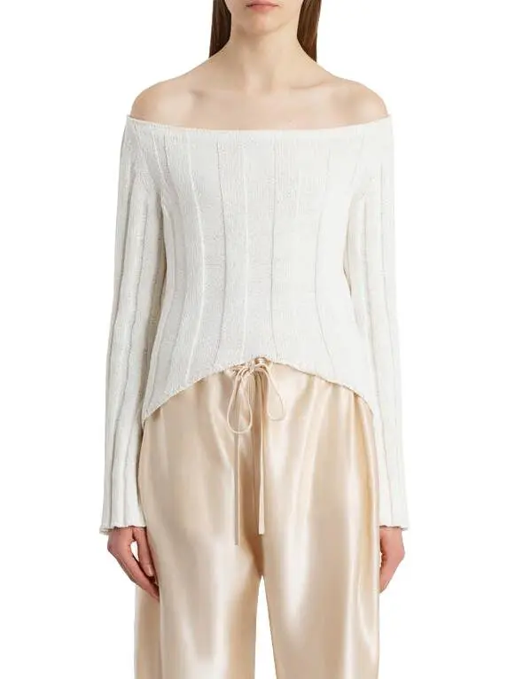 Khaite Sylas Off-the-shoulder Ribbed Sweater - Glaze