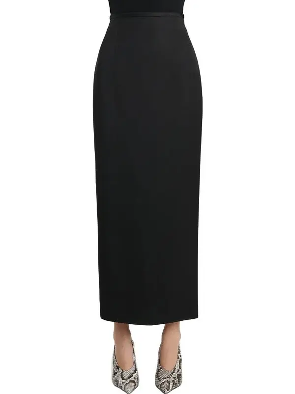 Khaite Winton Double Face Satin Pencil Skirt - Black