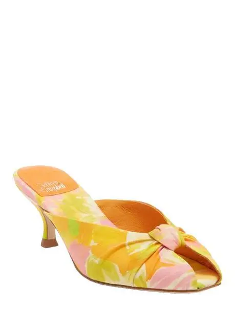 Jeffrey Campbell Twista Kitten Heel Sandal - Orange Multi Floral