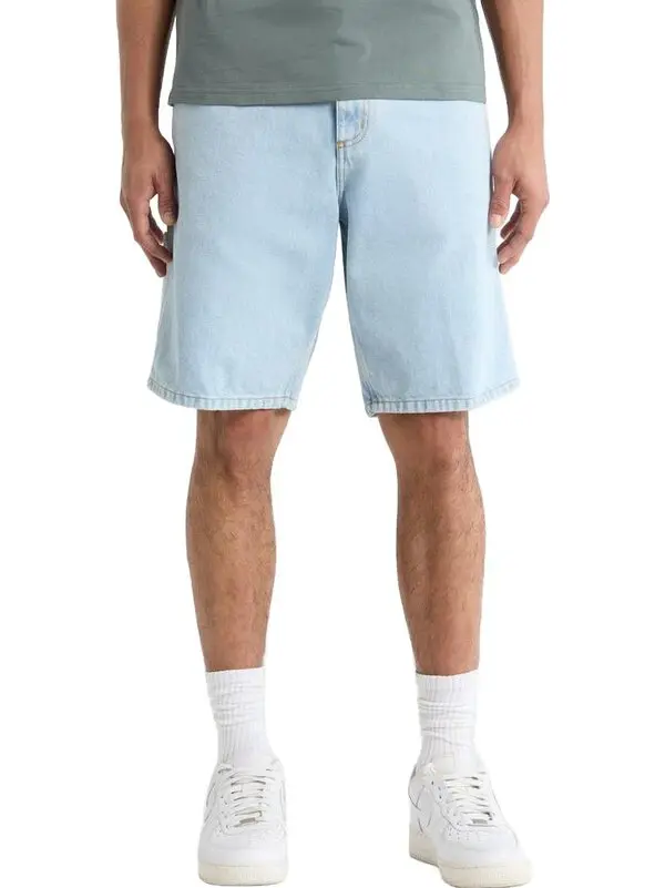 Carhartt Work In Progress Single Knee Loose Fit Denim Shorts - Blue (heavy Stone Bleached)