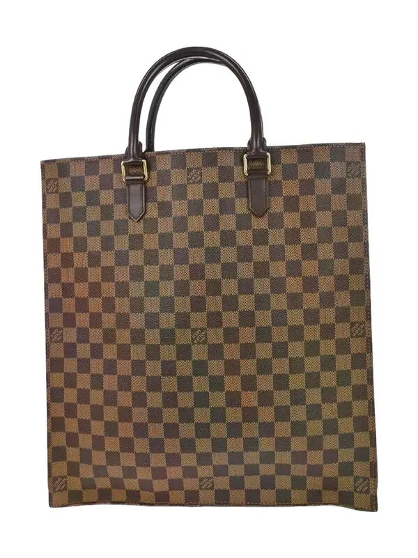 LOUIS VUITTON 2005 Check Tote Handbag - Brown