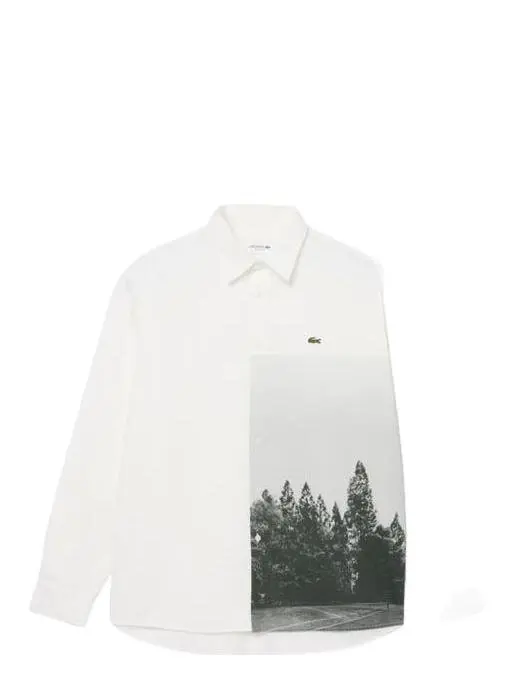 Lacoste Relaxed Fit Photo Graphic Button-up Shirt - Flour