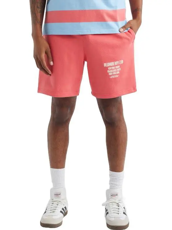BILLIONAIRE BOYS CLUB Satellite Logo Cotton Fleece Shorts - Rose Of Sharon