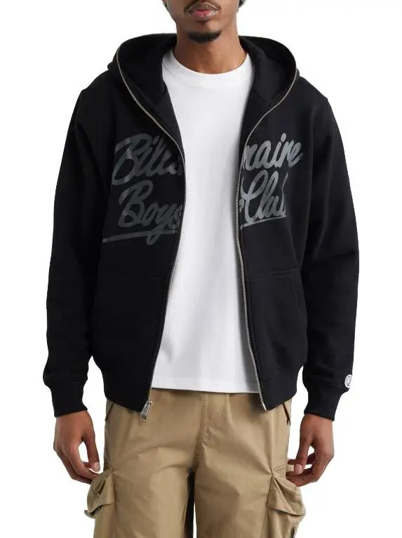 BILLIONAIRE BOYS CLUB Script Logo Cotton Fleece Hoodie - Black