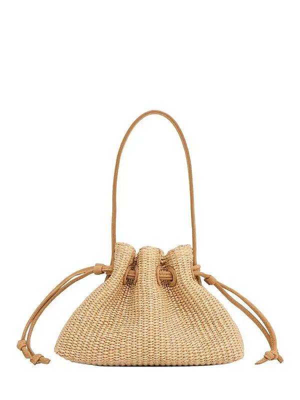 MANSUR GAVRIEL Woven Raffia Drawstring Pouchette - Natural