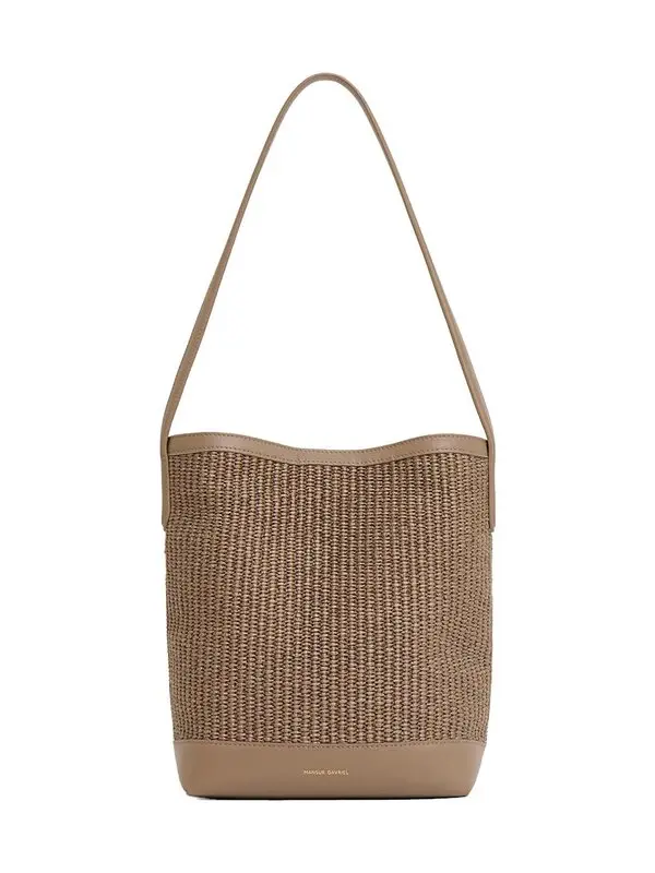 MANSUR GAVRIEL Small Everyday Cabas Woven Raffia & Suede Bucket Tote - Anise