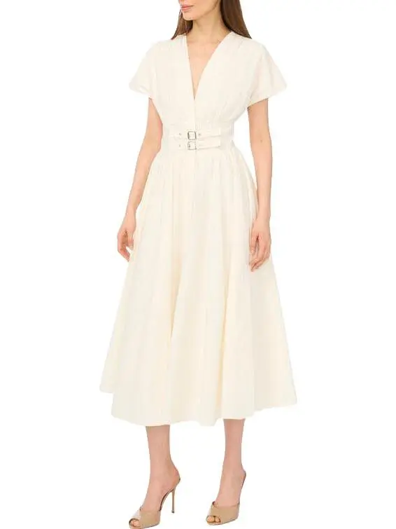 CECE DUPRAZ Belted Midi Dress - Sweet Ivory