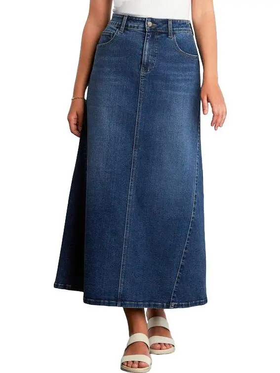 WASH LAB DENIM Denim Maxi Skirt - Shark Blue