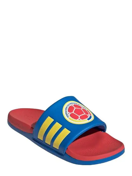 Adidas Adilette Comfort 2.0 Colombia Slide Sandal - Glory Blue/semi Lucid Red