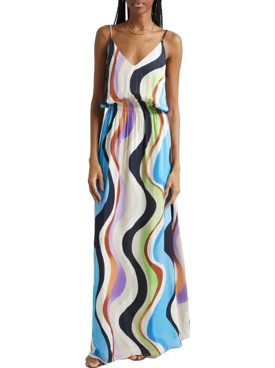 Ramy Brook Clarissa Wave Print Maxi Dress - Multi Wave