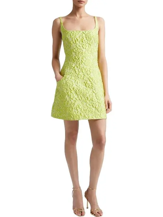 EMILIA WICKSTEAD Eliezer Cloqué Minidress - Lime Green