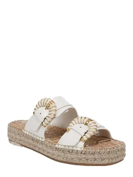 Sam Edelman Tabbey Espadrille Platform Slide Sandal - Bright White