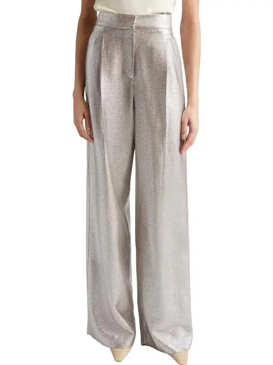 St. John Lamé Suiting Trousers - Antique Silver