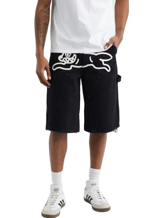 ICECREAM Angelo Logo Denim Utility Shorts - Black Caramel
