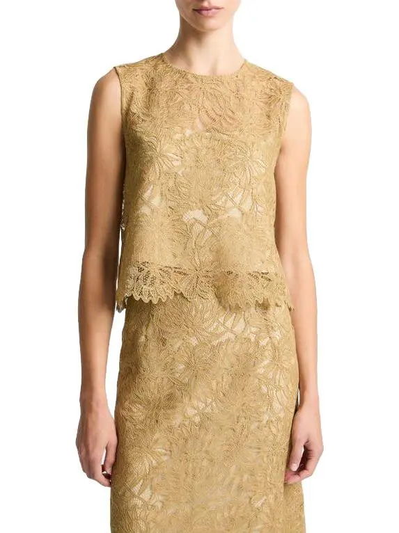 Vince Lace Boxy Shell - Soft Gold