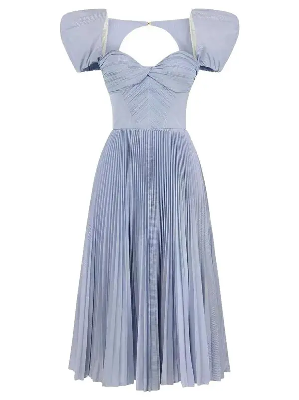 Elisabetta Franchi Pleated Midi Dress - Blue